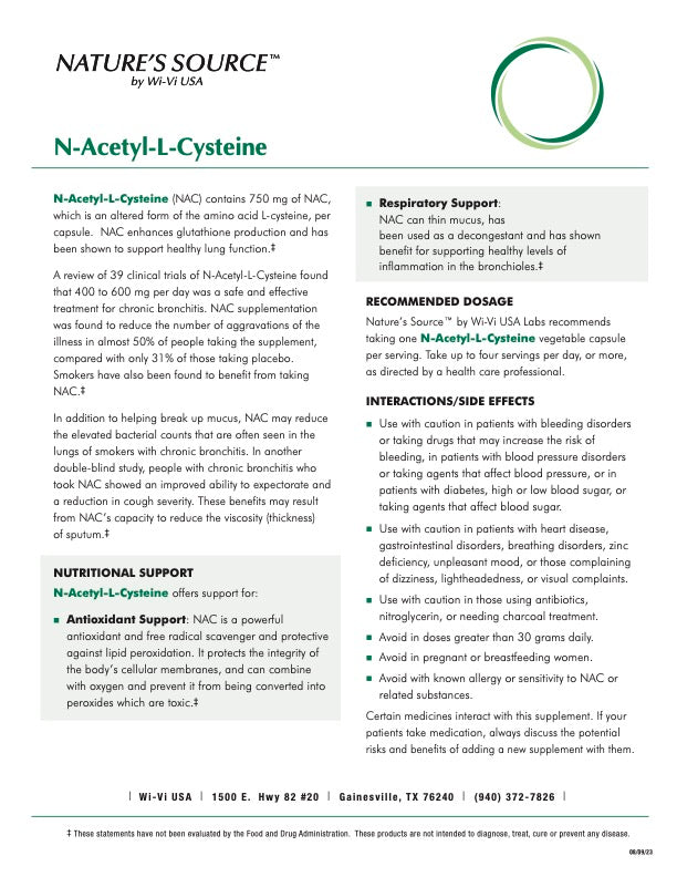 N-Acetyl-L-Cysteine (120 Vegetable Capsules) by: Nature's Source – WiVi
